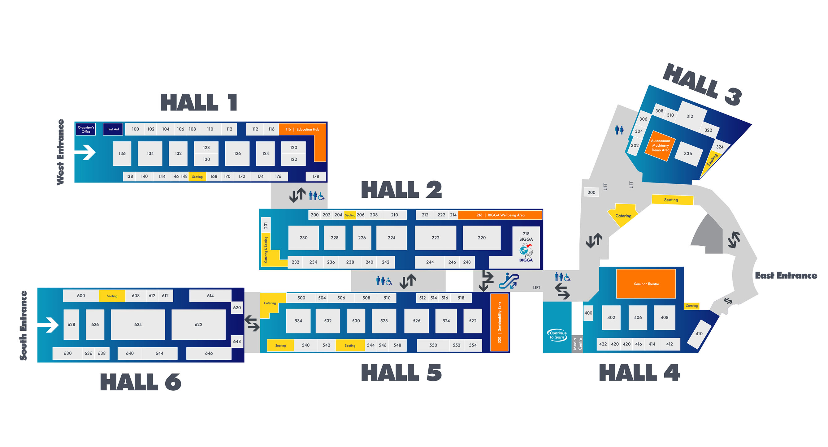 Map of the hall shows and exhibitors