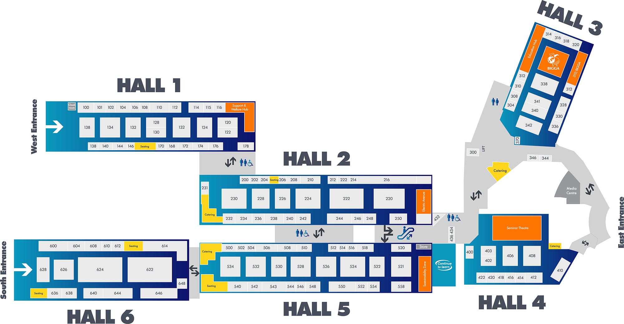 Map of the hall shows and exhibitors